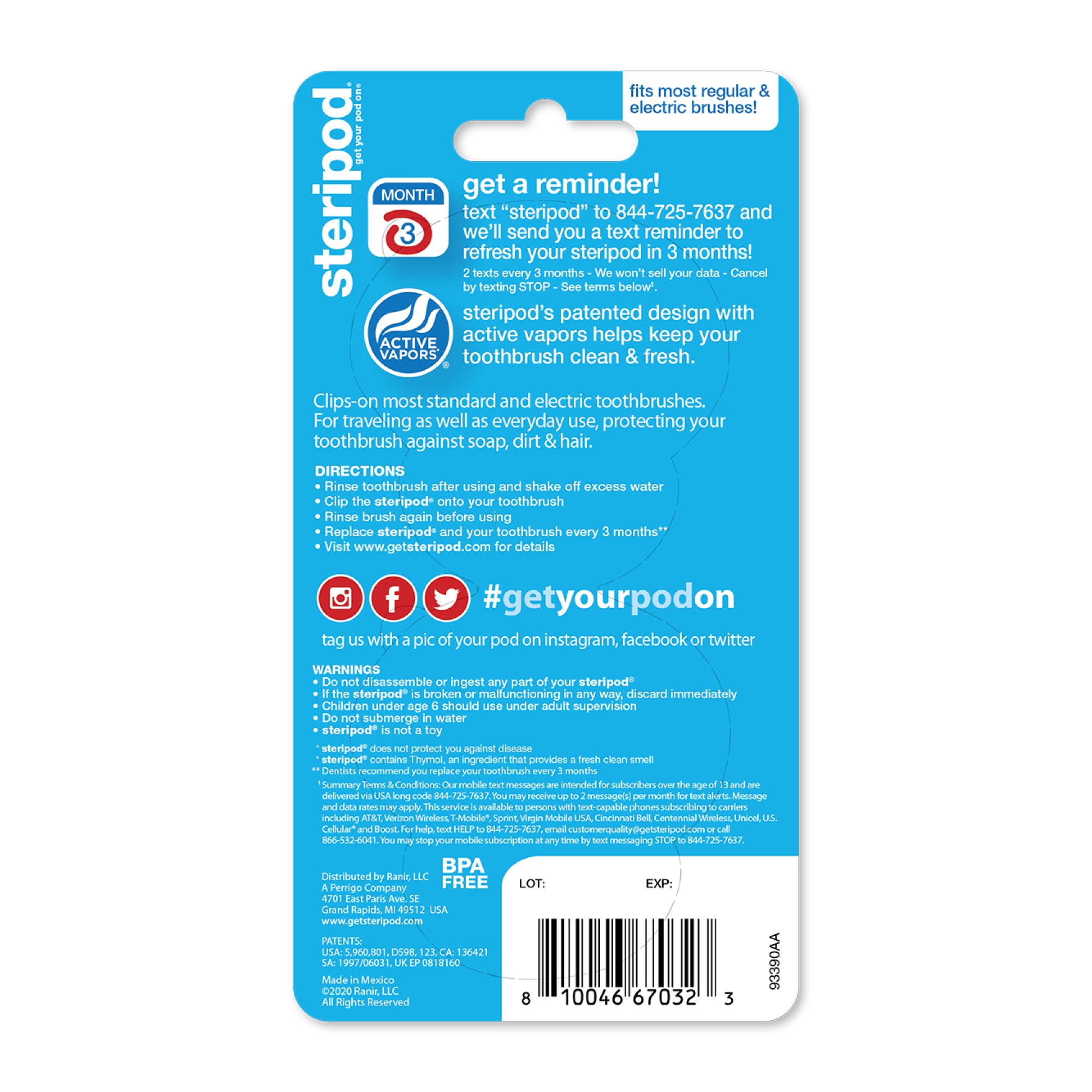 Original Clip-On Toothbrush Protector, 2 Count – Steripod